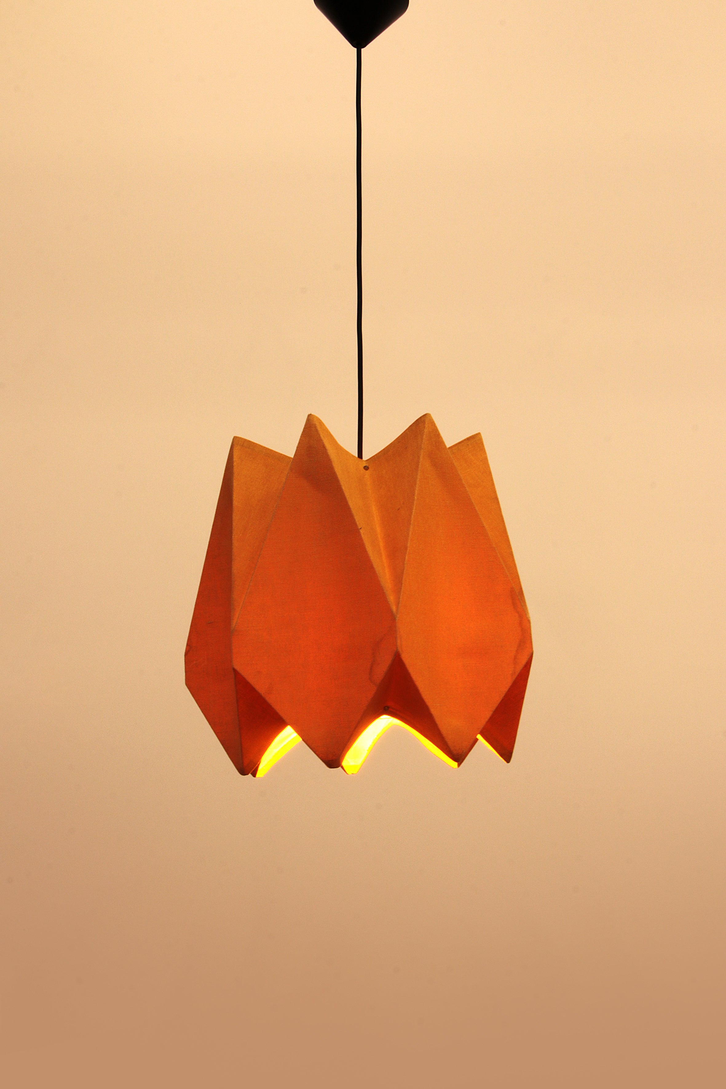 Orange Vintage Fabric Pendant Lamp from the 1960s
